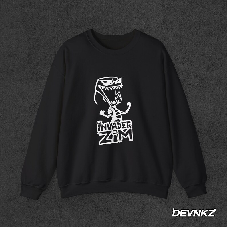 Invader Zim Cartoon Sweater, Vintage Y2K Cartoon Sweatshirt Heavy Blend ...