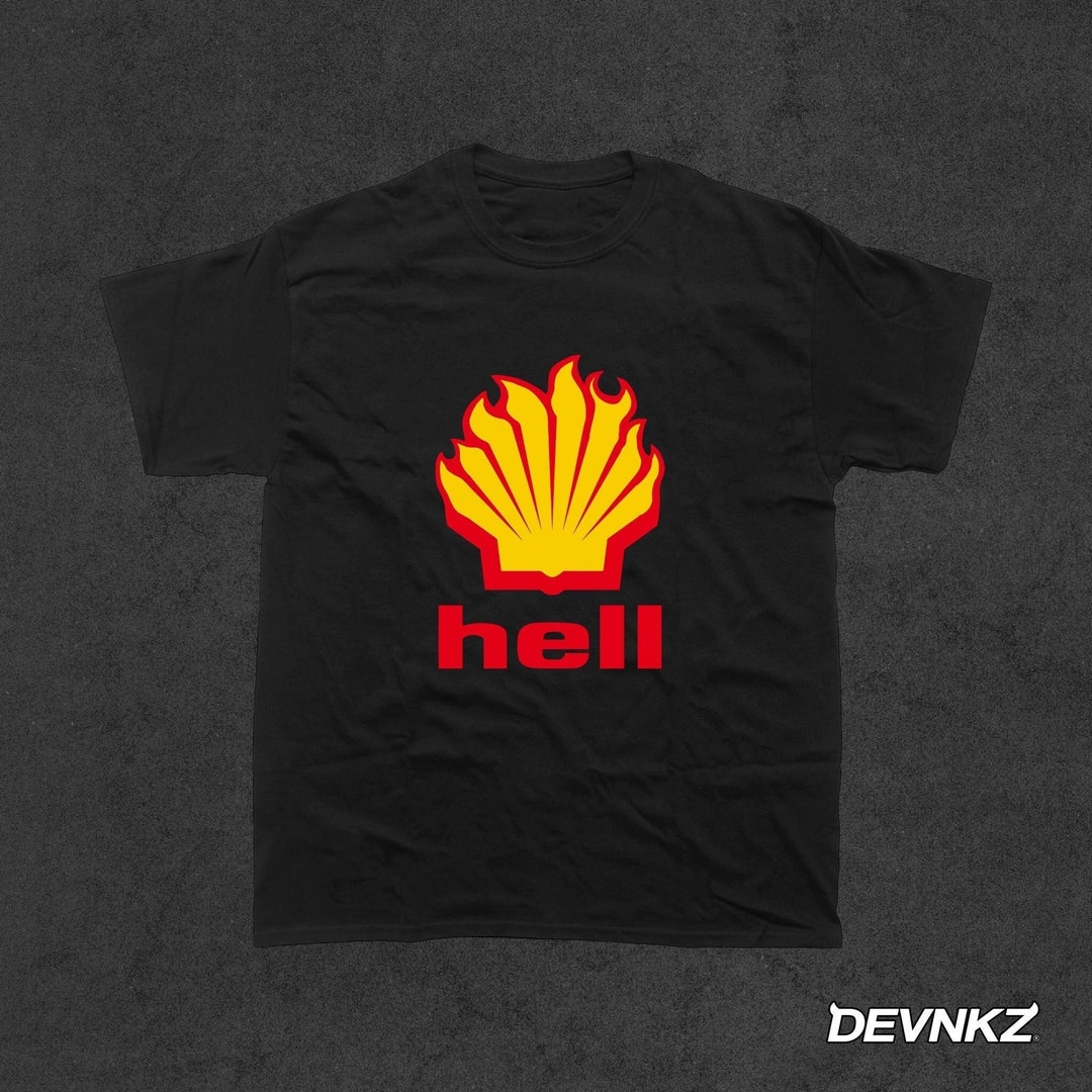 Hell Shell Logo Parody T-shirt, Vintage Y2K Shirt, Funny Shirt, Meme ...