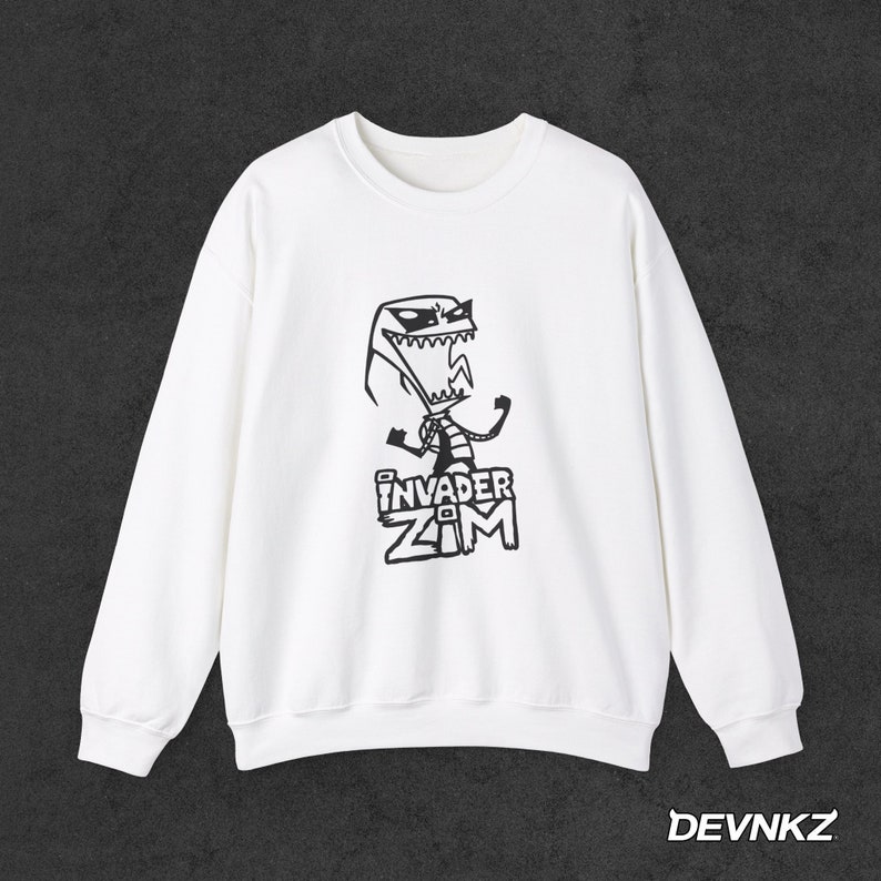 Invader Zim Cartoon Sweater, Vintage Y2K Cartoon Sweatshirt Heavy Blend ...