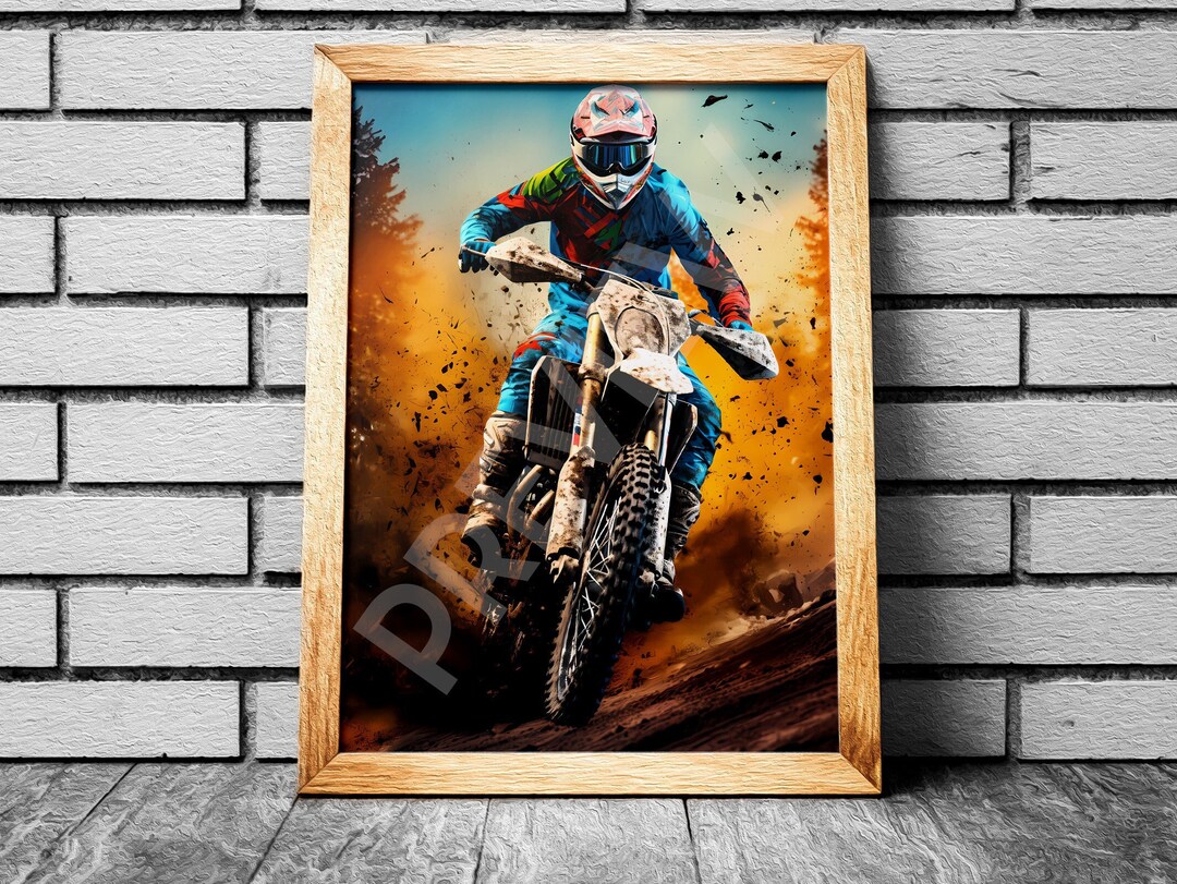 Enduro Raider in Mountains With Sand and Dirt, Pop Art Style Poster ...
