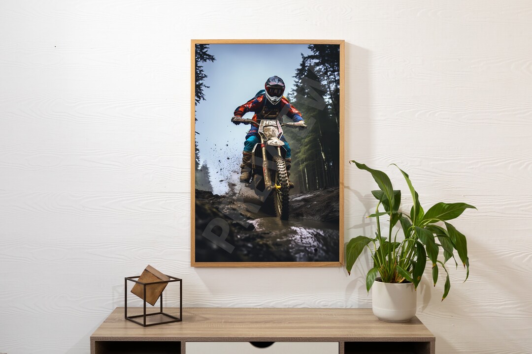 Enduro Poster, Motion Art Fabric, Metal Print, Motocross Wall Decor ...