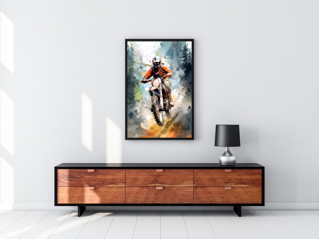 Enduro Poster, Watercolor Print, Metal Print, Motocross Wall Decor ...