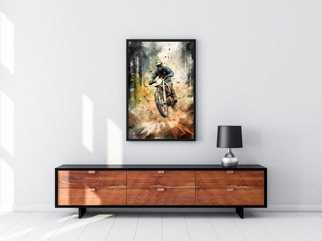 Enduro Poster, Watercolor Print, Metal Print, Motocross Wall Decor ...