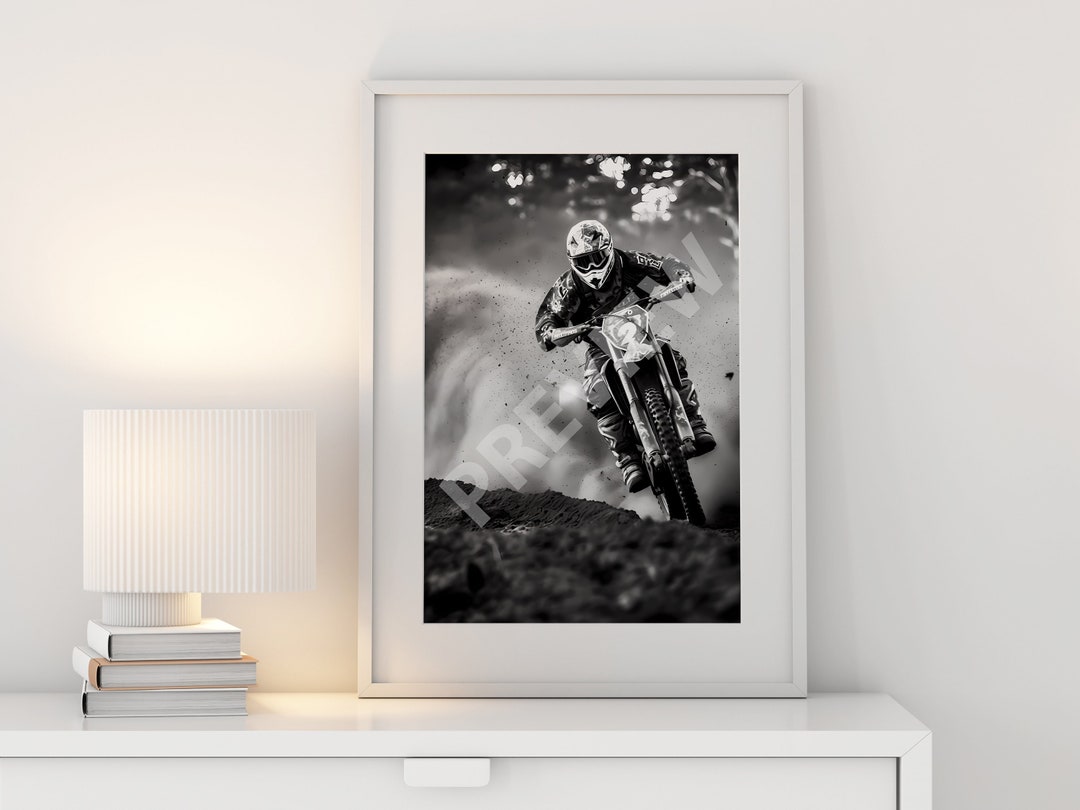 Enduro Poster, Black and White, Metal Print, Motocross Wall Decor ...