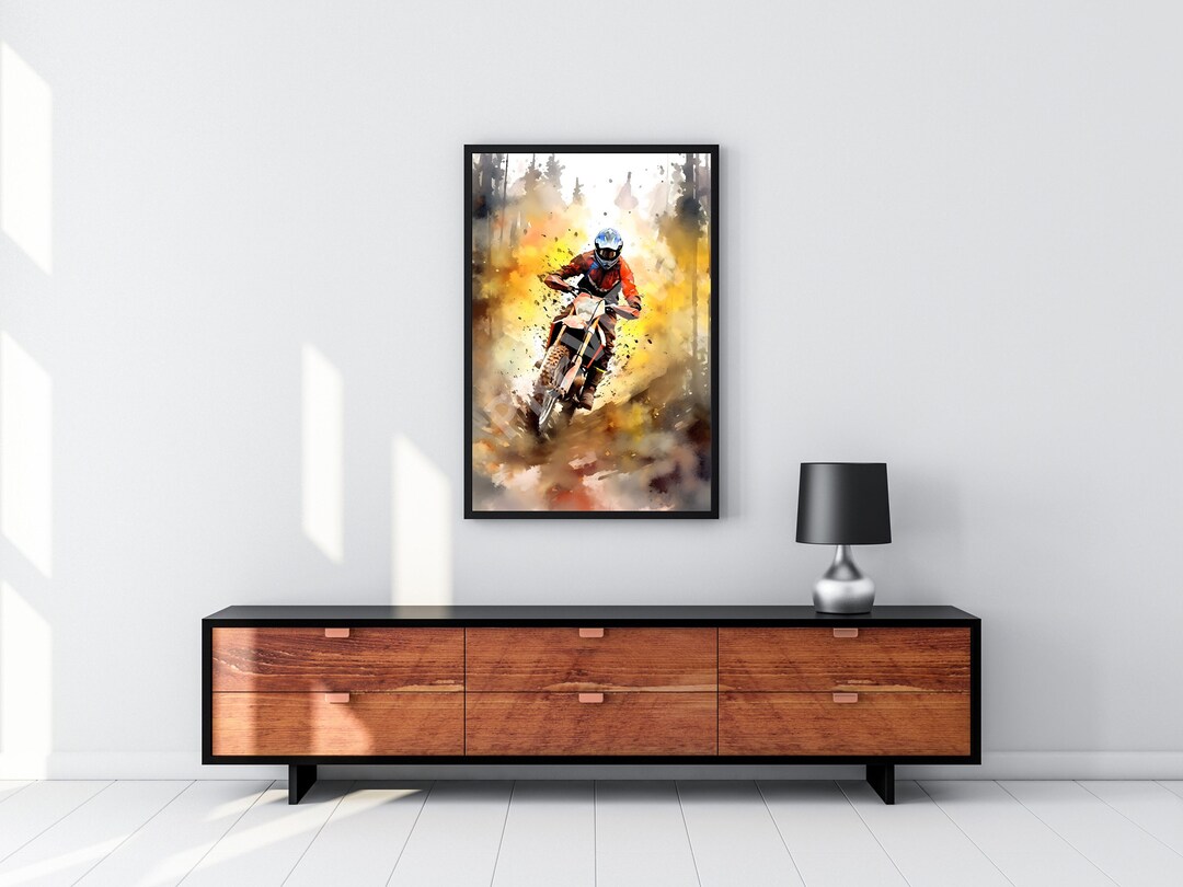 Enduro Poster, Watercolor Print, Metal Print, Motocross Wall Decor ...