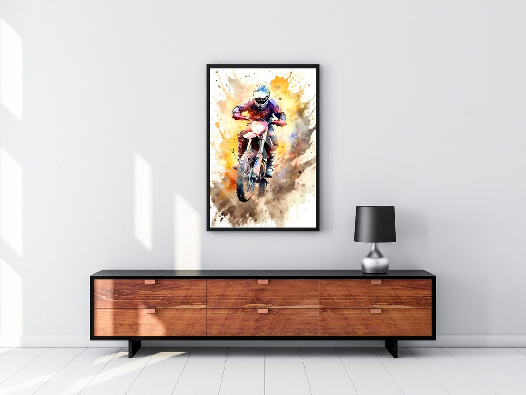 Enduro Poster, Watercolor Print, Metal Print, Motocross Wall Decor ...