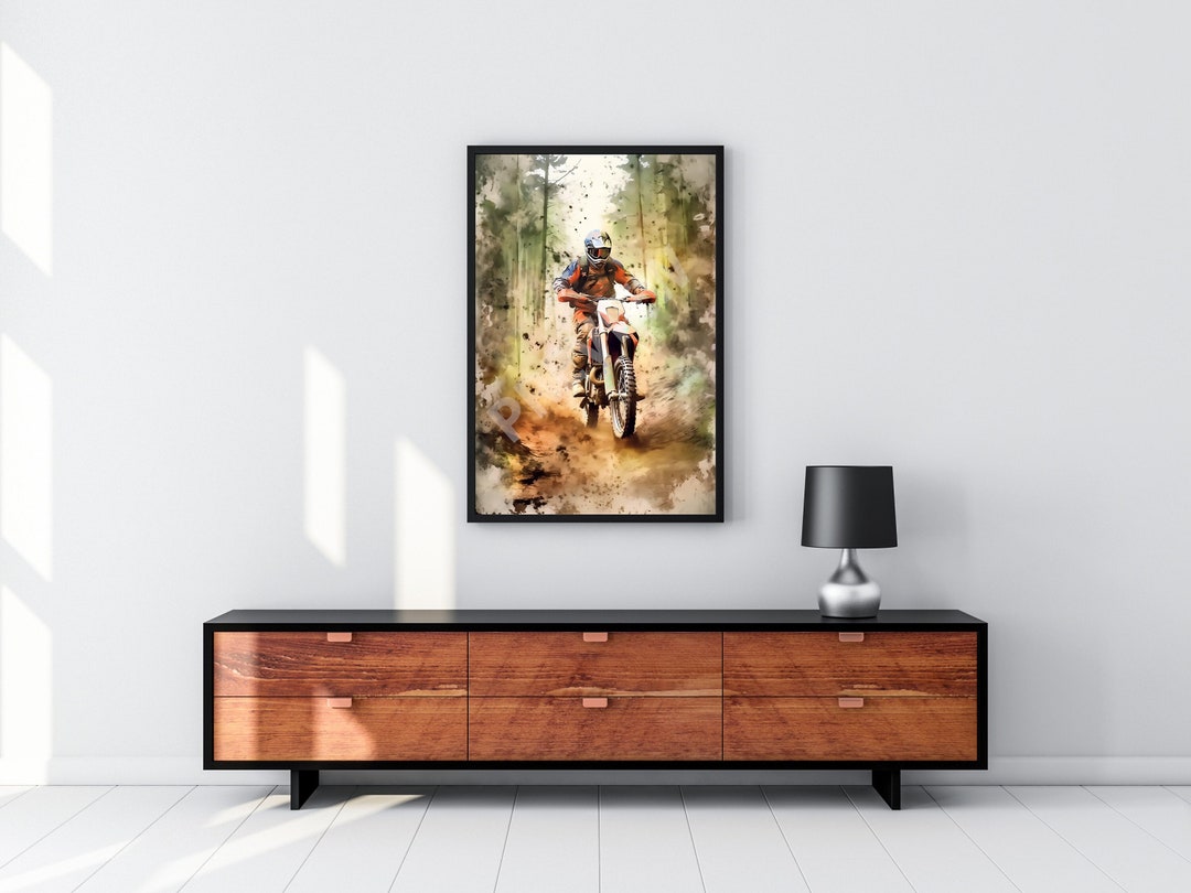 Enduro Poster, Watercolor Print, Metal Print, Motocross Wall Decor ...