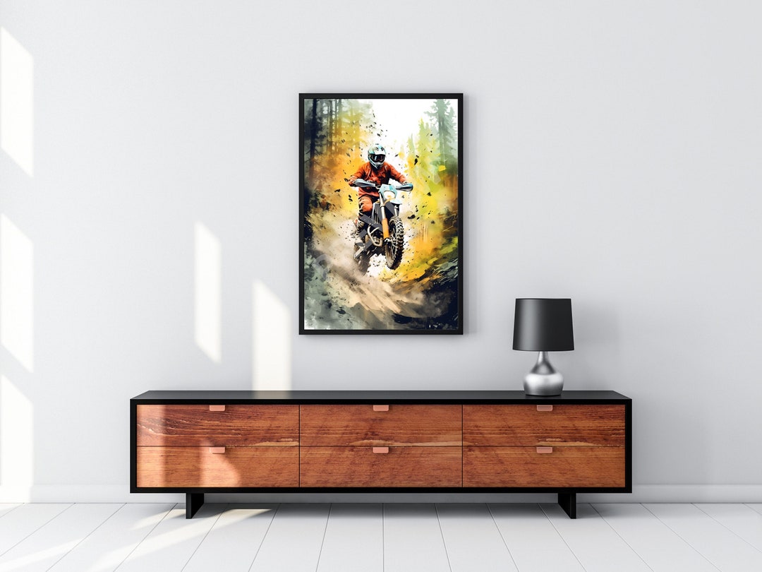 Enduro Poster, Watercolor Print, Metal Print, Motocross Wall Decor ...