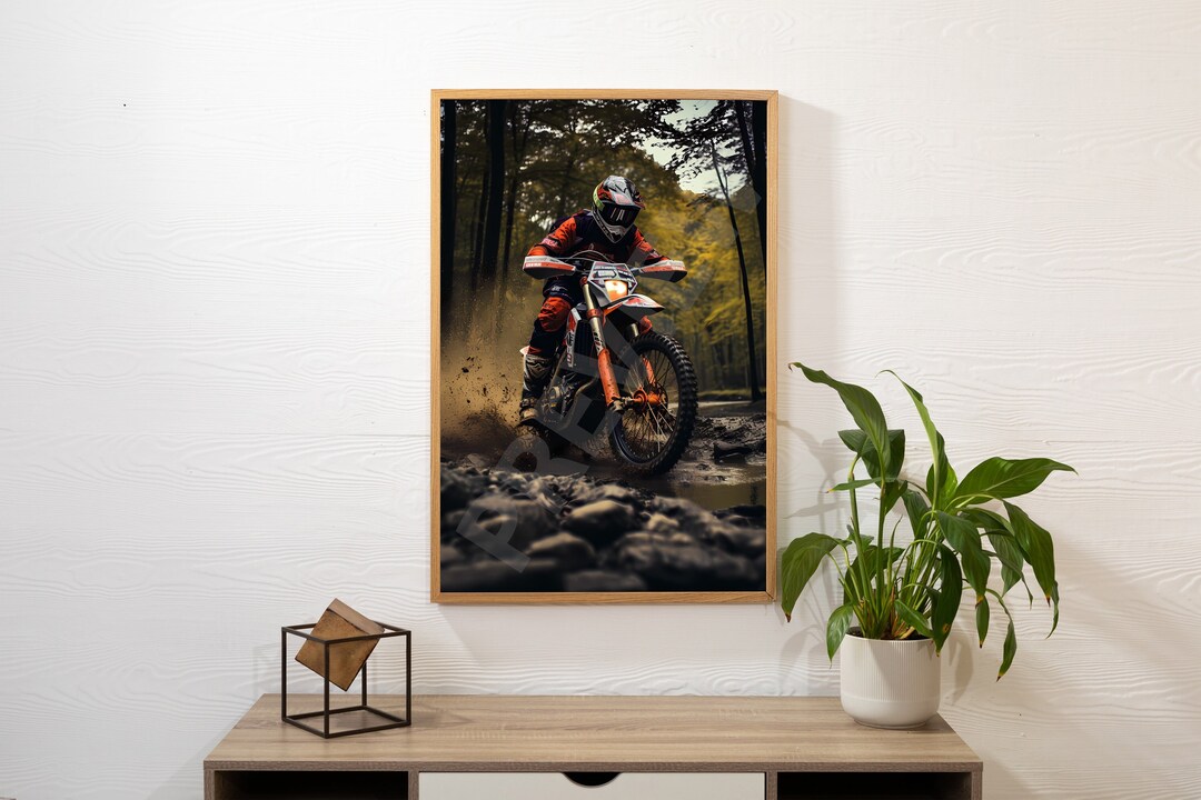 Enduro Poster, Motion Art Fabric, Metal Print, Motocross Wall Decor ...