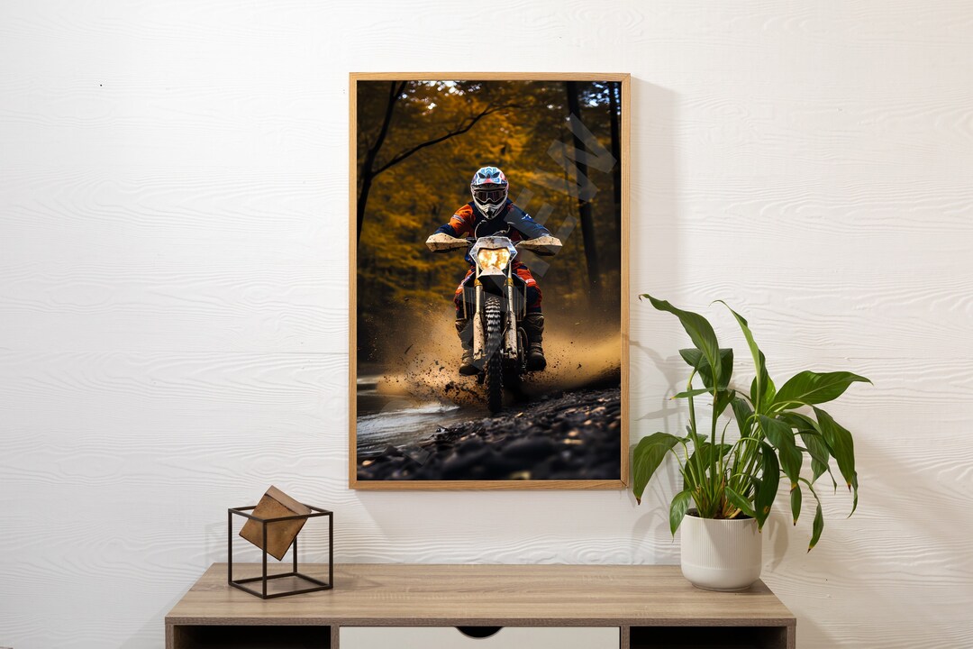 Enduro Poster, Motion Art Fabric, Metal Print, Motocross Wall Decor ...