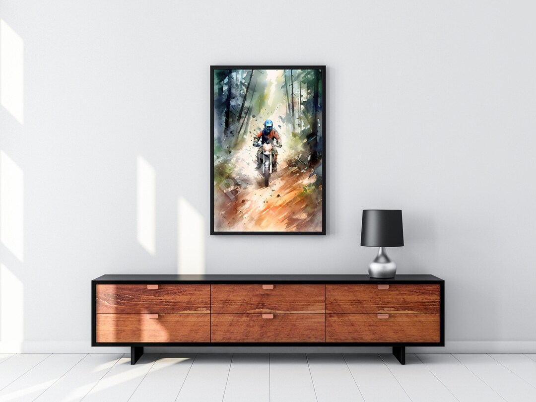 Enduro Poster, Watercolor Print, Metal Print, Motocross Wall Decor ...