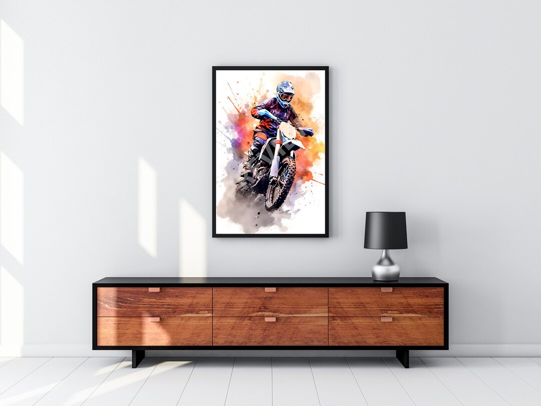 Enduro Poster, Watercolor Print, Metal Print, Motocross Wall Decor ...