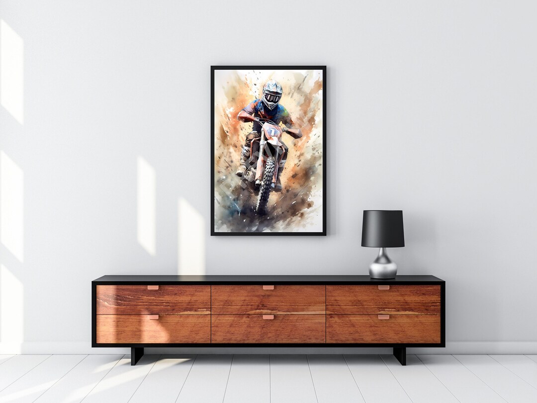 Enduro Poster, Watercolor Print, Metal Print, Motocross Wall Decor ...