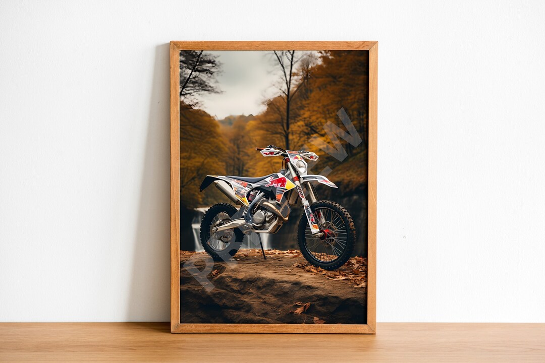 Autumn Backdrop Enduro Motorcycle Poster, Eye-catching Bike Art, Gift ...