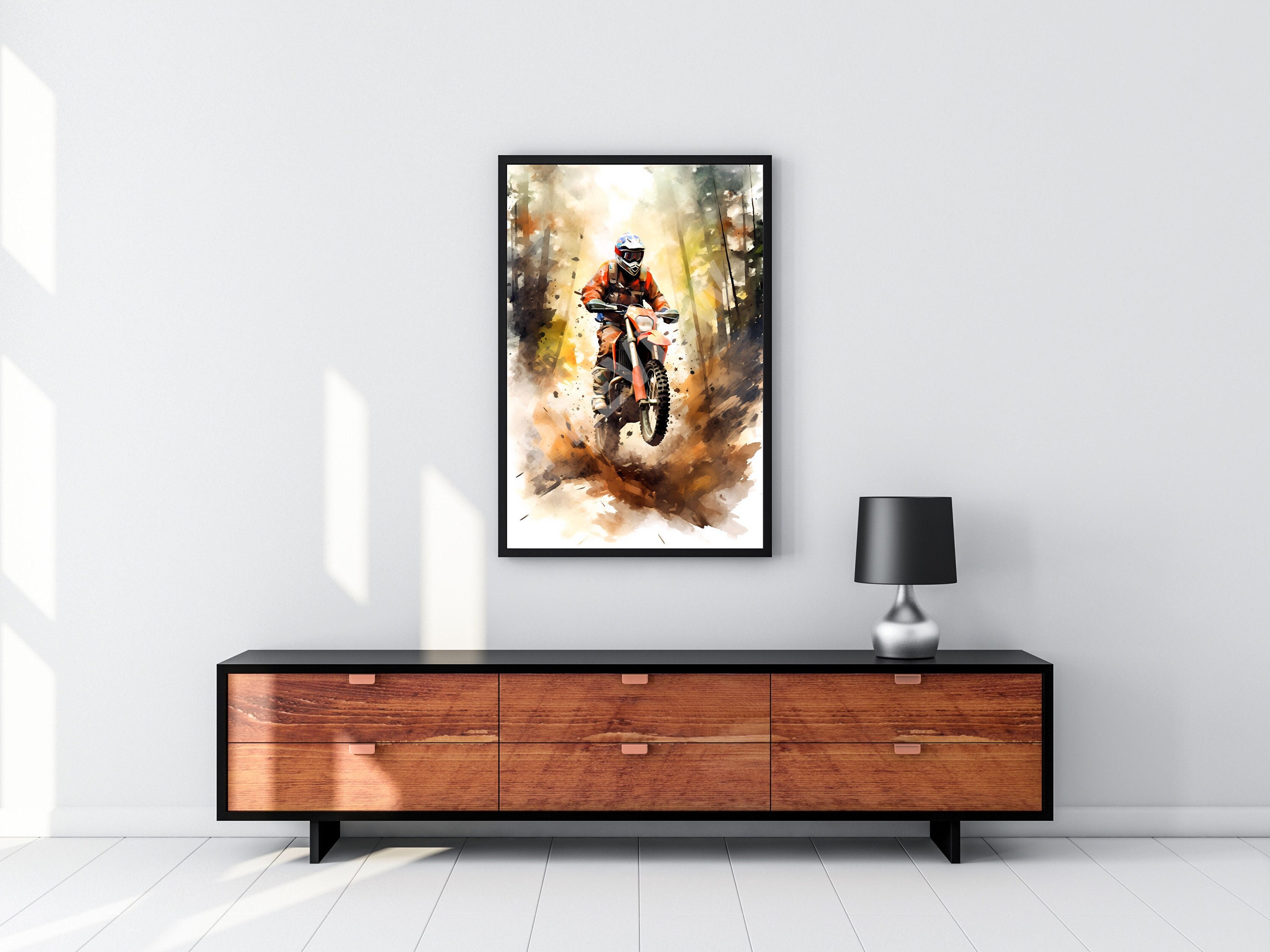 Enduro Poster, Watercolor Print, Metal Print, Motocross Wall Decor ...