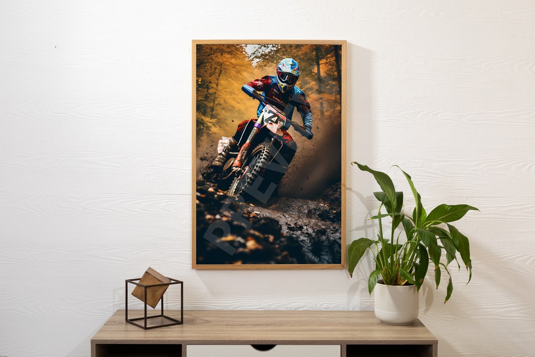 Enduro Poster, Motion Art Fabric, Metal Print, Motocross Wall Decor ...