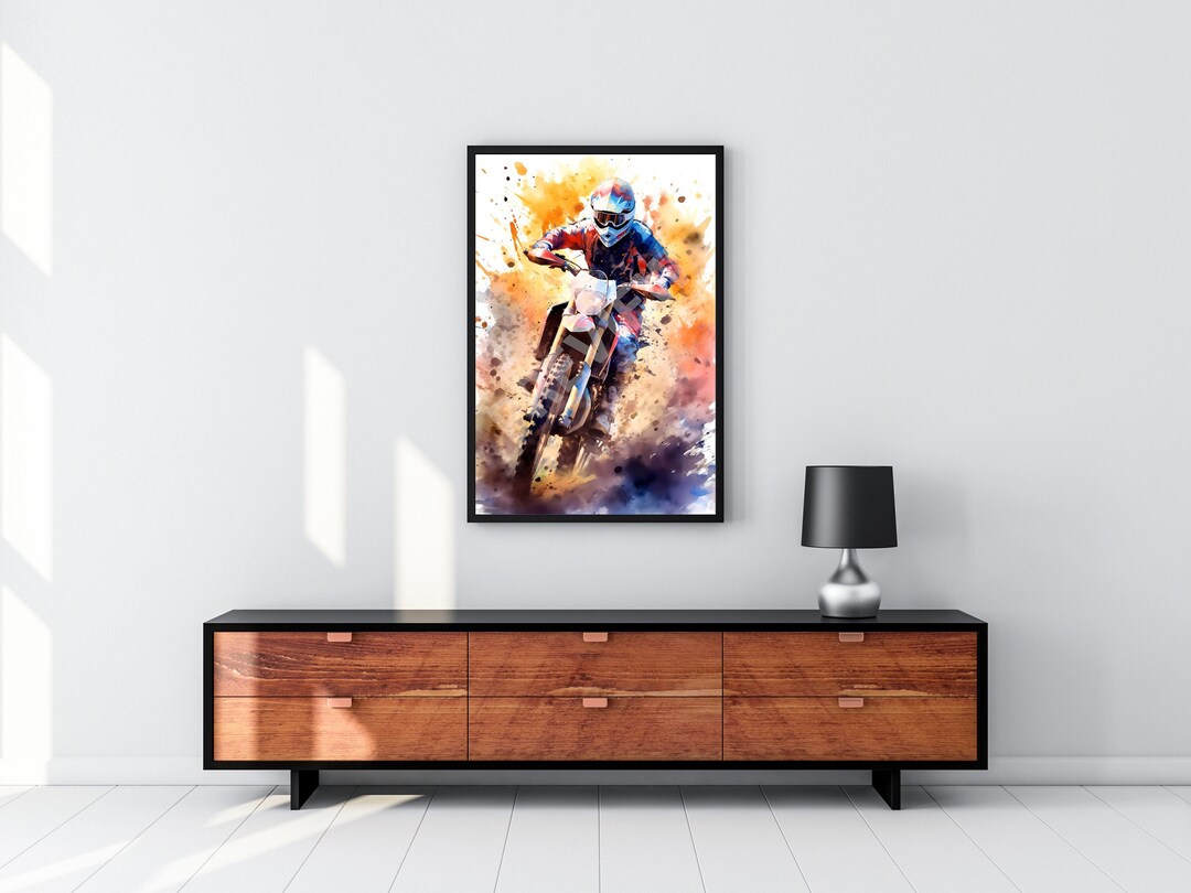 Enduro Poster, Watercolor Print, Metal Print, Motocross Wall Decor ...