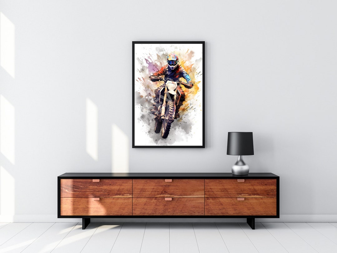 Enduro Poster, Watercolor Print, Metal Print, Motocross Wall Decor ...