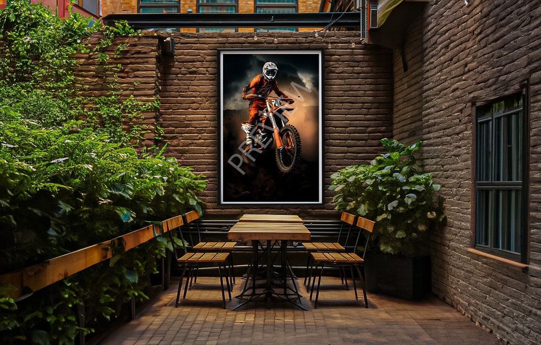 Enduro Poster, Orange Theme Moto, Metal Print, Motocross Wall Decor ...