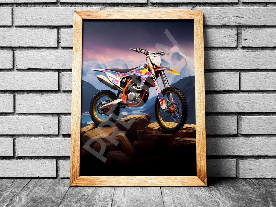Enduro Adventure Poster, Motorcycle Rocky Terrain With Majestic ...