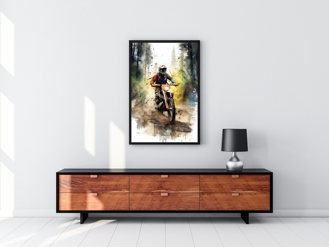 Enduro Poster, Watercolor Print, Metal Print, Motocross Wall Decor ...