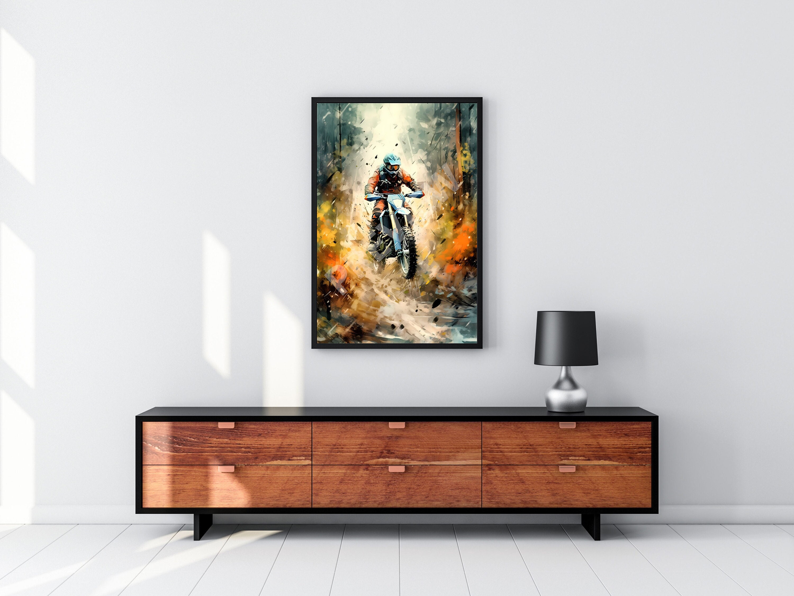 Enduro Poster, Watercolor Print, Metal Print, Motocross Wall Decor ...