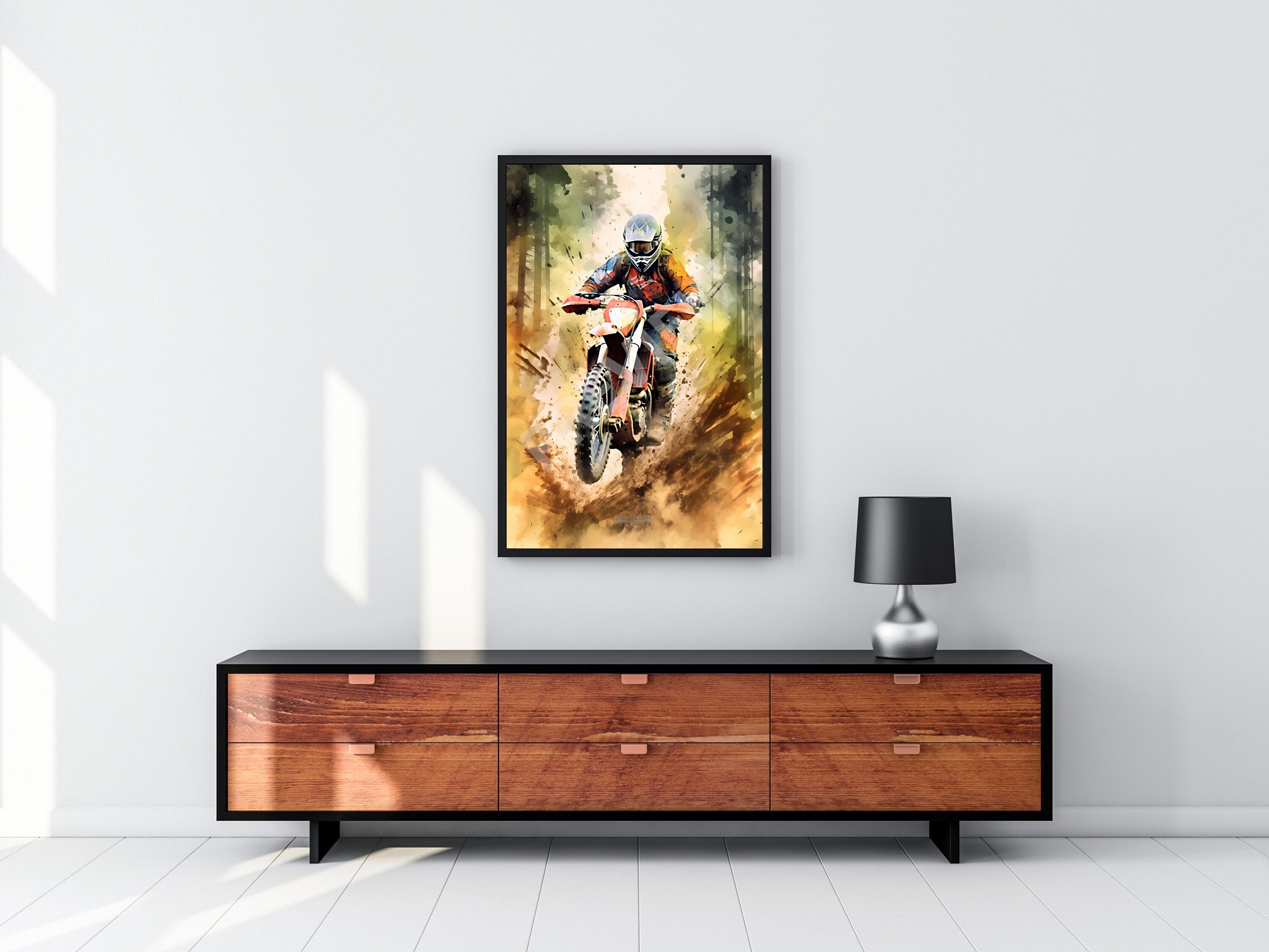 Enduro Poster, Watercolor Print, Metal Print, Motocross Wall Decor ...