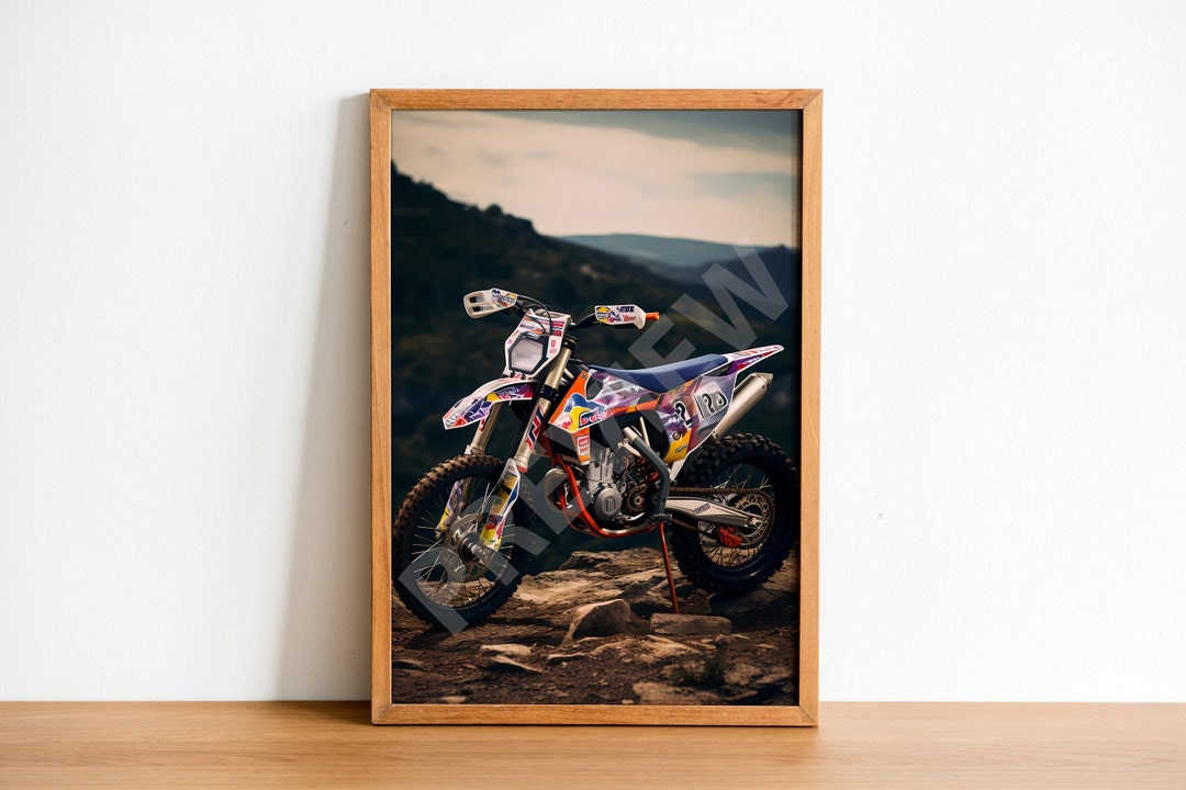 Rugged Enduro Motorcycle Poster, off Road Bike Art Print, Gift Bike ...
