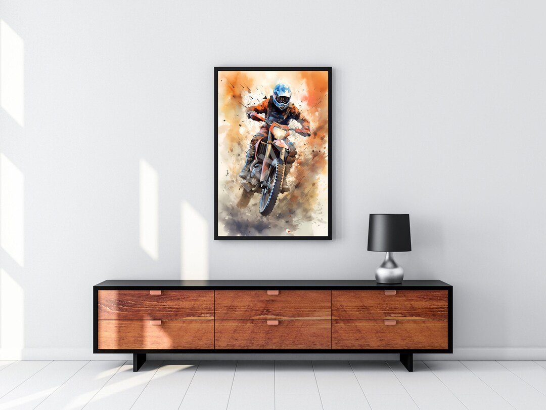 Enduro Poster, Watercolor Print, Metal Print, Motocross Wall Decor ...