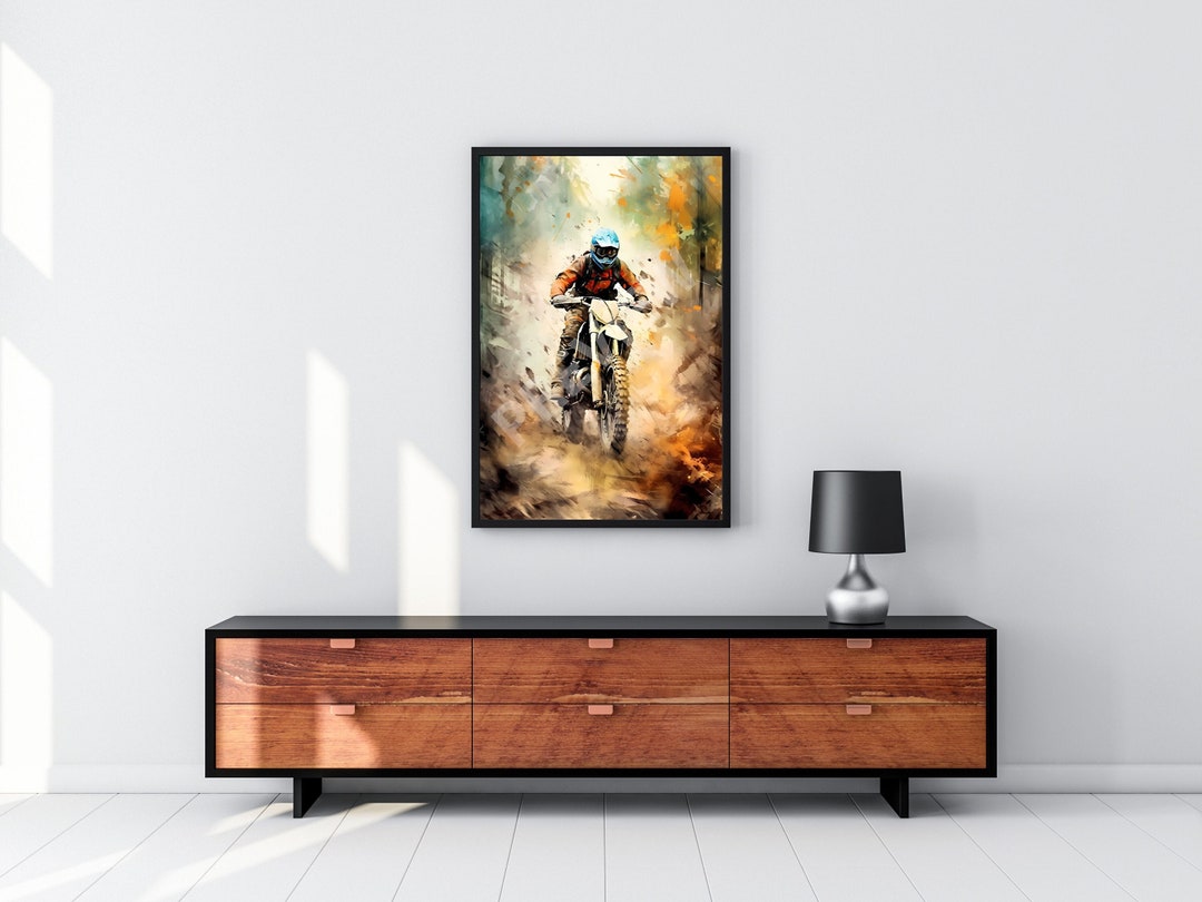 Enduro Poster, Watercolor Print, Metal Print, Motocross Wall Decor ...