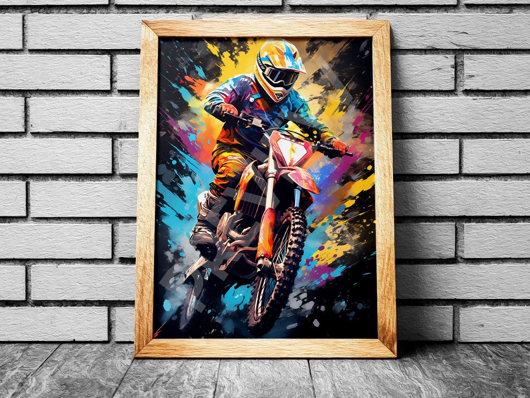 Enduro Raider Poster, Colorful Splashes in Background, Pop Art Style ...