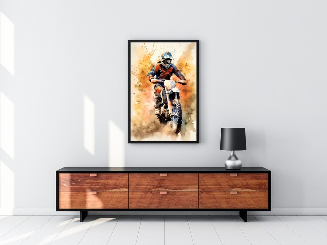 Enduro Poster, Watercolor Print, Metal Print, Motocross Wall Decor ...