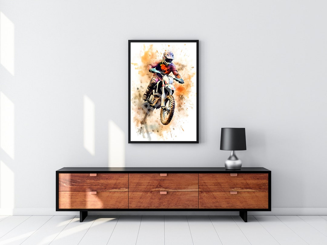 Enduro Poster, Watercolor Print, Metal Print, Motocross Wall Decor ...