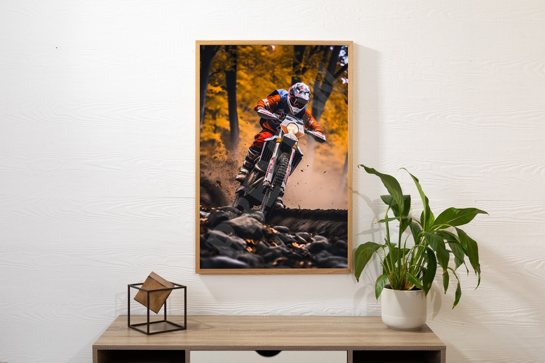 Enduro Poster, Motion Art Fabric, Metal Print, Motocross Wall Decor ...