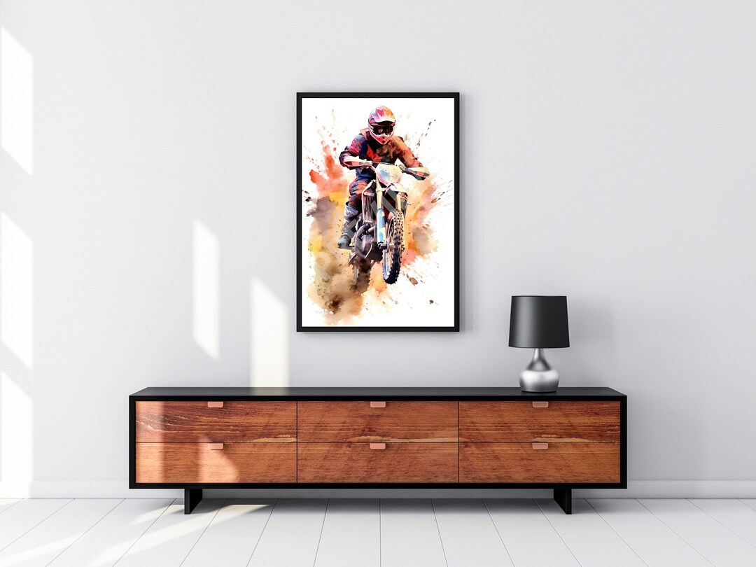 Enduro Poster, Watercolor Print, Metal Print, Motocross Wall Decor ...