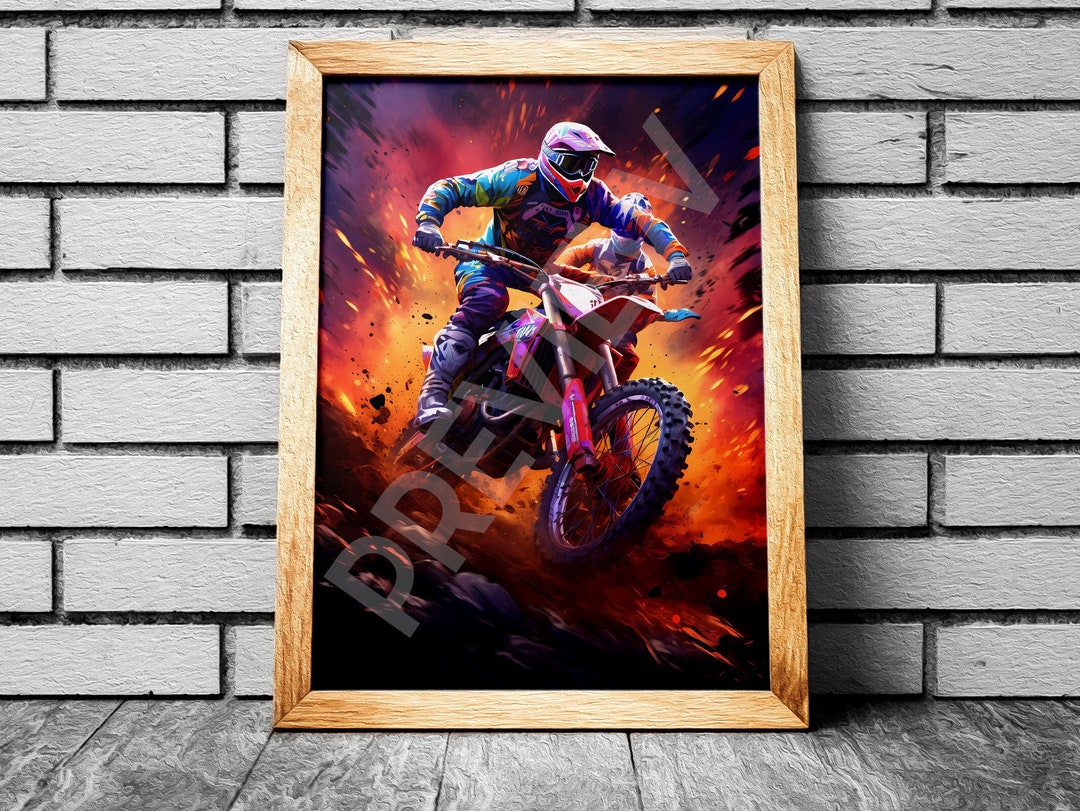 Volcano Enduro Race Poster, Riders Descend, Motorbike Art, Pop Art ...