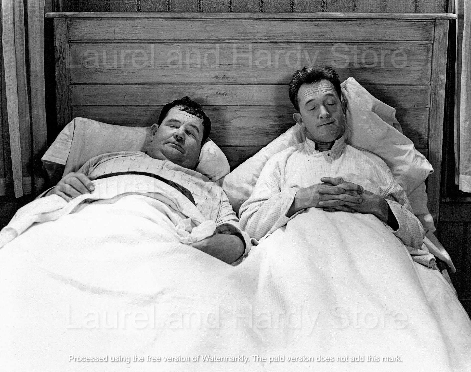 Laurel and Hardy Wall Art Signed Sleeping in Bed They Go Boom Classic ...