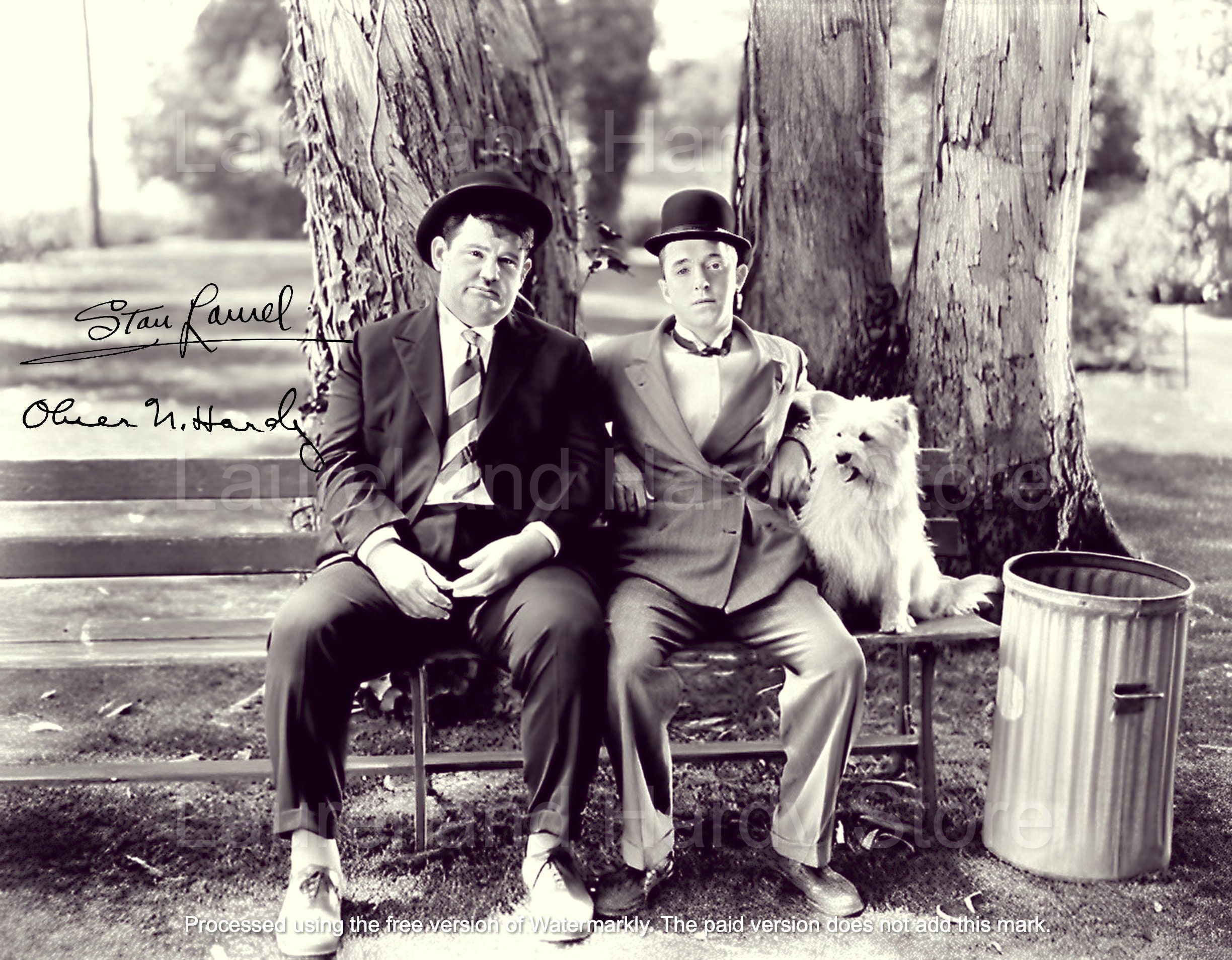 Laurel and Hardy Sitting on Park Bench 1928 MGM Early to Ben American ...