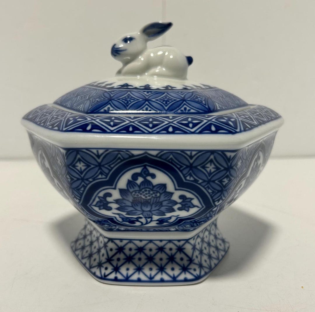 Vintage Bombay China Bunny Sugar Bowl Trinket Box Bowl - Etsy