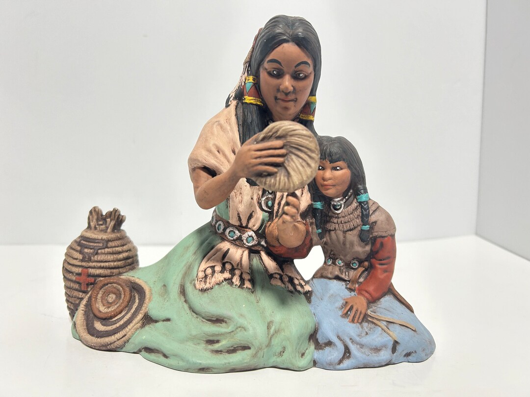 Native American Woman and Child Ceramic Figure - Etsy