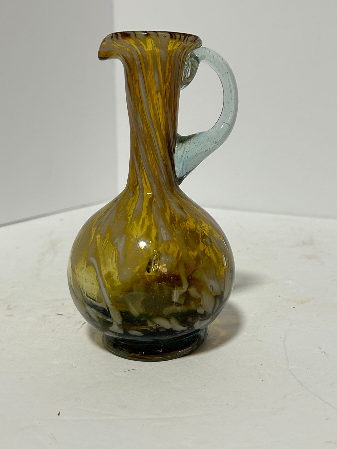 White Splatter Glass Vase Pitcher Art Glass - Etsy