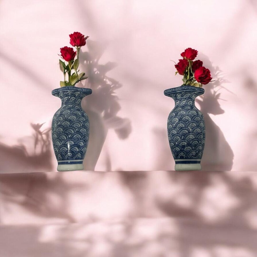 Rare Vintage Cobalt Blue Bombay Ceramic Wall Hanging Set of Vases - Etsy