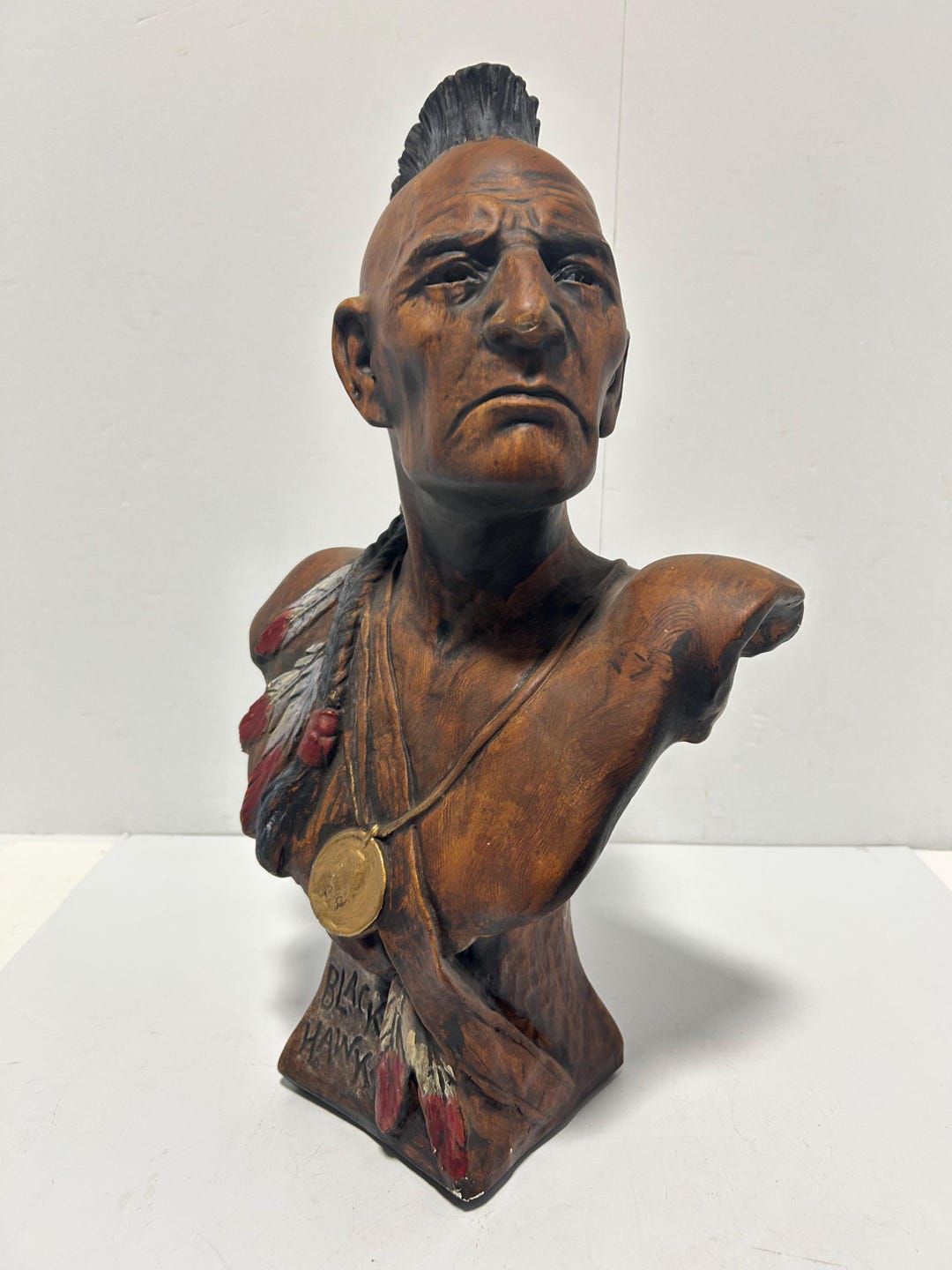 Vintage Polychrome Plaster Cigar Store Indian Bust - Etsy