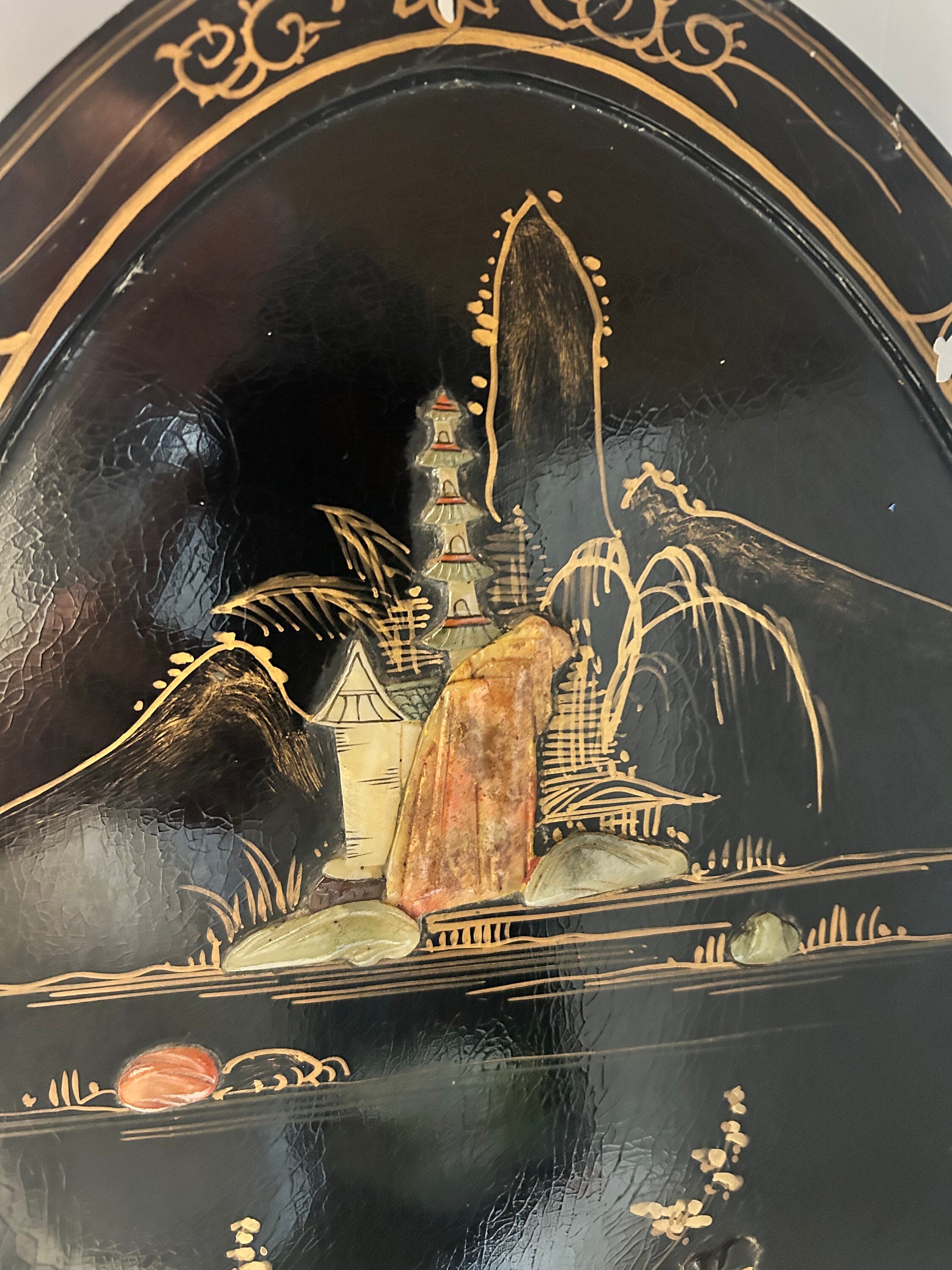 Set of 2 Asian Figural Black Lacquer Plaques - Etsy