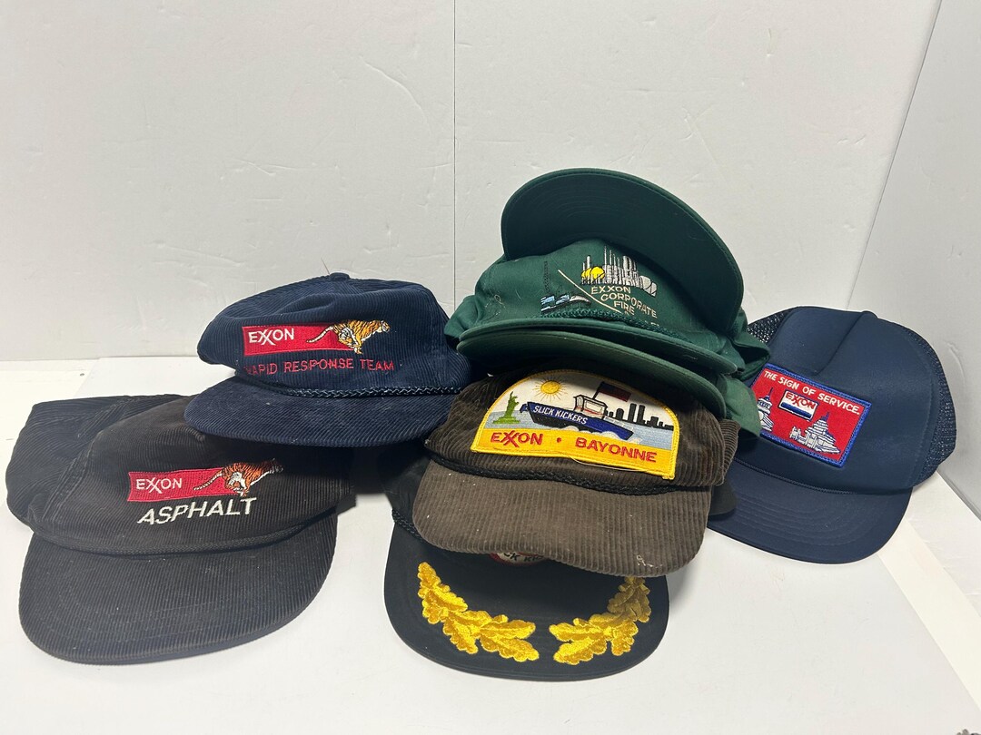 8 Vintage Exxon Mobil Caps PLUS ONE FREE - Etsy