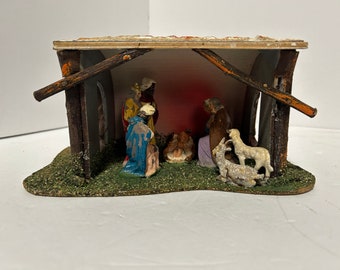 16 Piece Vintage Italian Nativity Figurines and Creche / Hand Crafted ...