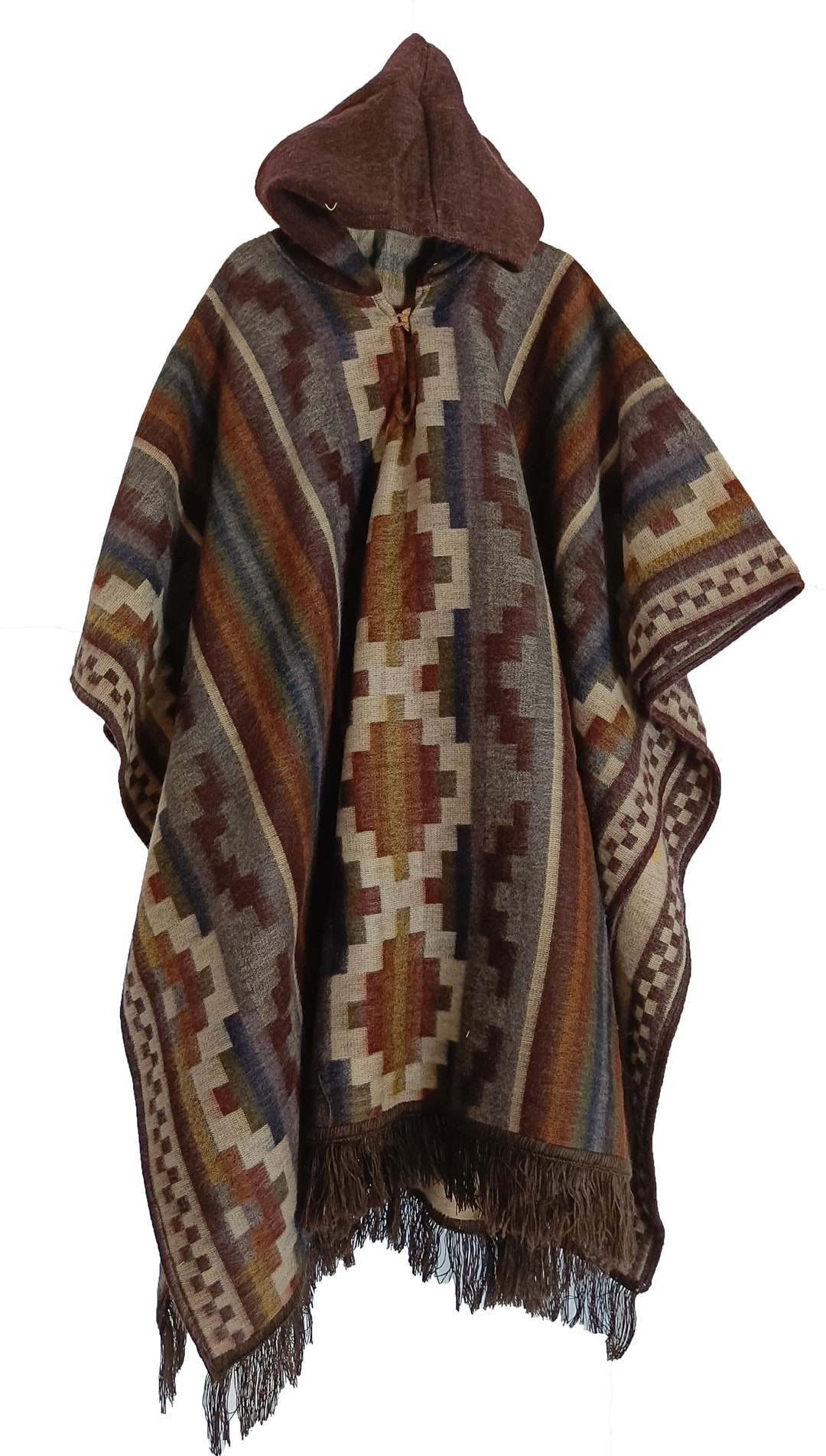 Hand Crafted Native American Pattern Acrylic Poncho Men's Women's ...