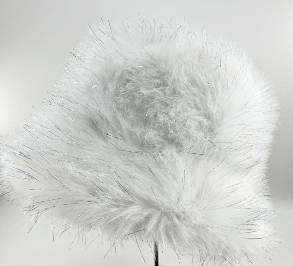 Big Soft Fluffy Faux Fur Bucket Hat With Shiny Silver Fleck Women's ...