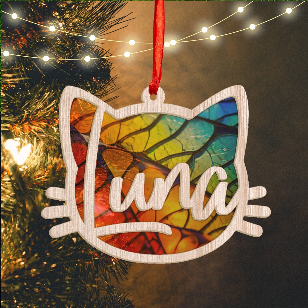 Personalized Cat Sun Catcher Custom Cat Face Ornament - Etsy
