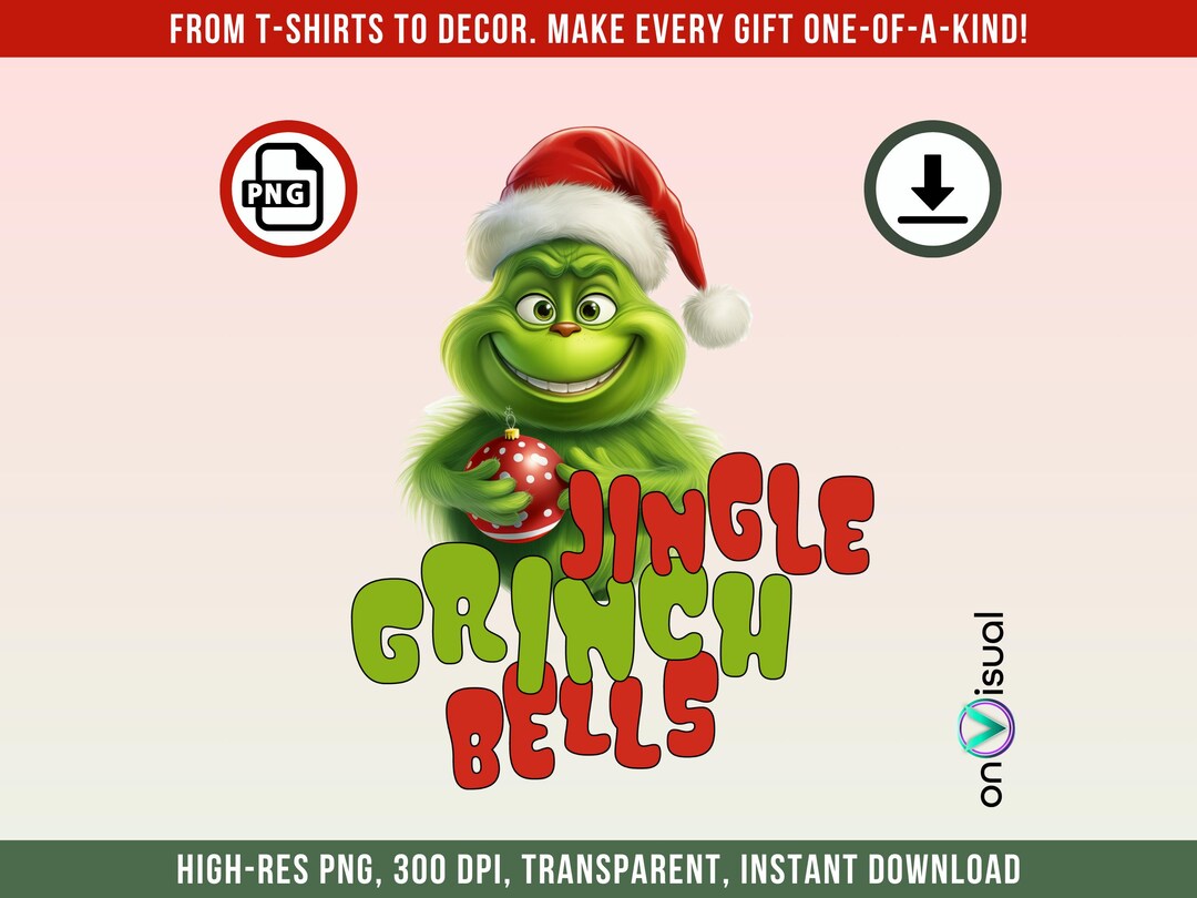Jingle Grinch Bells Shirt PNG for DIY Holiday Gifts, Funny Christmas ...